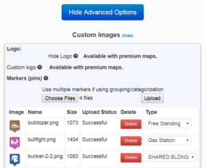 Create a google map with custom pins (markers) to easily identify locations